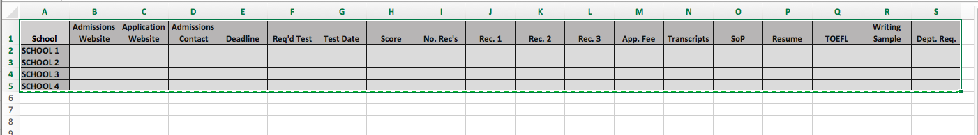 Grad-School-Admissions-Spreadsheet | Wordvice